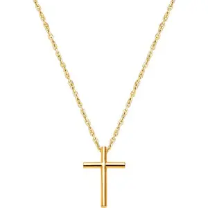 TINY BLESSINGS 14k Gold Rounded Cross Necklace