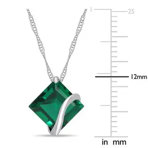 JULIANNA B. 10k White Gold Gemstone Solitaire Pendant Necklace - Created Emerald