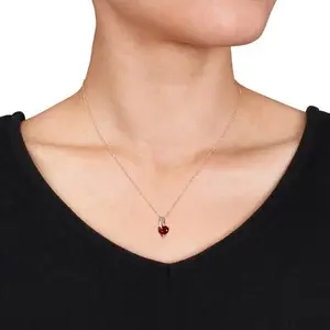 JULIANNA B. Gemstone And Diamond Swirl Heart Necklace 10k
