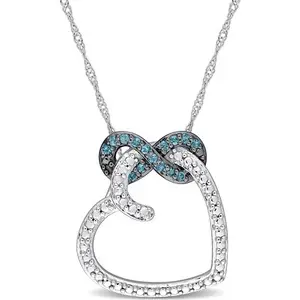 JULIANNA B. Julianna B. 10K White Gold Gemstone Infinity Heart Necklace Blue Topaz