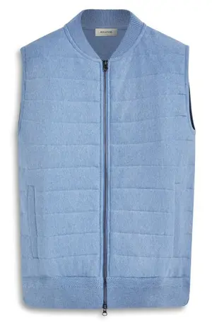 Bugatchi Quilted Cotton Zip Sweater Vest - Air Blue