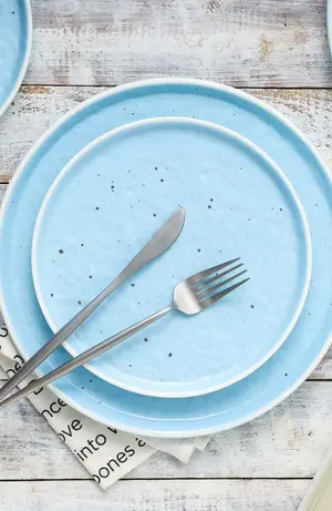 STONE + LAIN Elena Stoneware 4-piece Salad Plate Set - Blue