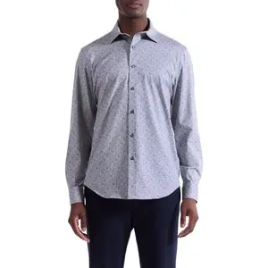 Bugatchi Jimmy Ooohcotton® Geo Print Button-up Shirt - Sand
