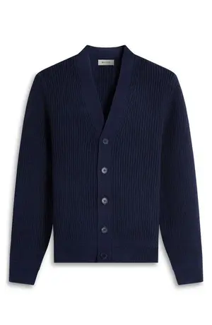 Bugatchi Ribbed Merino Wool V-neck Cardigan