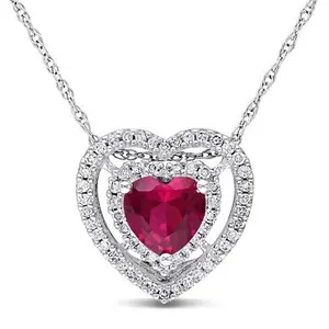 JULIANNA B. 10k Rose Gold Gemstone And Diamond Heart Necklace