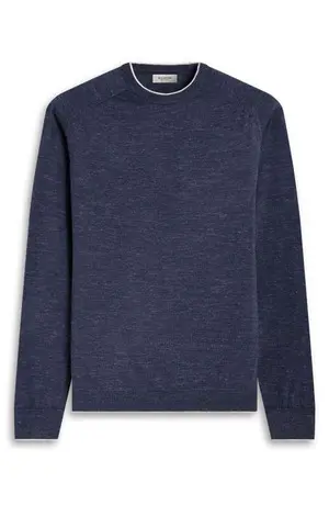 Bugatchi Lightweight Merino Wool-blend Crewneck Sweater - Navy