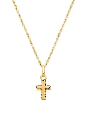 TINY BLESSINGS 14k Gold Beveled Cross Necklace - 14k Yellow Gold