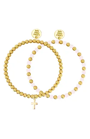 LITTLE MISS ZOE Cross Gemstone And Gold Bracelet Set