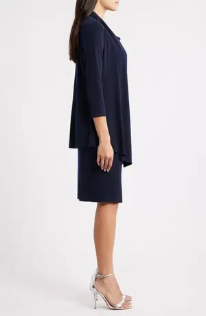 CONNECTED APPAREL Long Sleeve Mock Jacket Dress