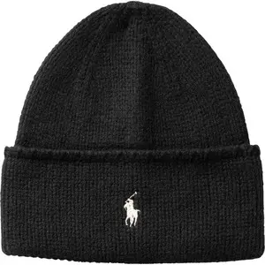 Ralph Lauren Merino Wool Pony Beanie Polo Black
