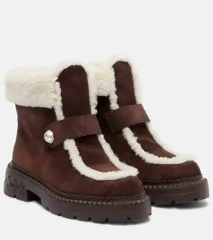 JIMMY CHOO Shea Suede And Shearling Ankle Boots - Brown