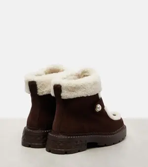 JIMMY CHOO Shea Suede And Shearling Ankle Boots - Brown