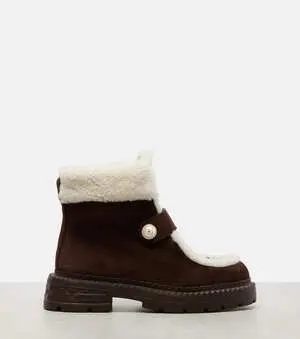 JIMMY CHOO Shea Suede And Shearling Ankle Boots - Brown