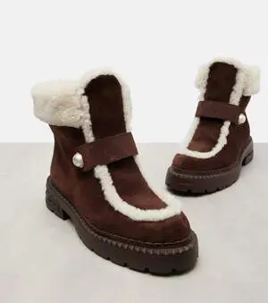 JIMMY CHOO Shea Suede And Shearling Ankle Boots - Brown