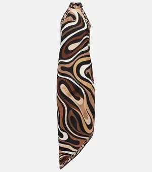 Emilio Pucci Marmo Halterneck Silk Satin Midi Dress - Brown