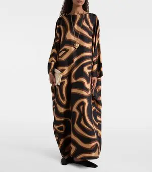 Emilio Pucci Labirinto Silk Satin Kaftan - Brown