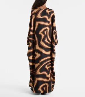 Emilio Pucci Labirinto Silk Satin Kaftan - Brown