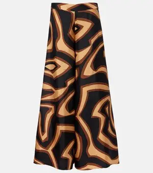 Emilio Pucci Labirinto Silk Satin Wide-leg Pants - Black
