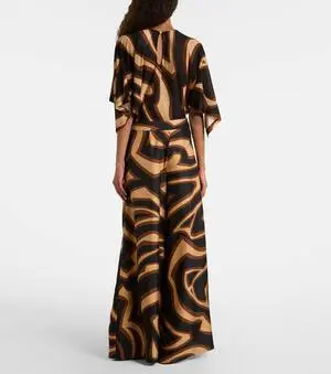 Emilio Pucci Labirinto Silk Satin Wide-leg Pants - Black