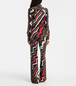 Emilio Pucci Printed Jersey Satin Straight Pants - Multicoloured