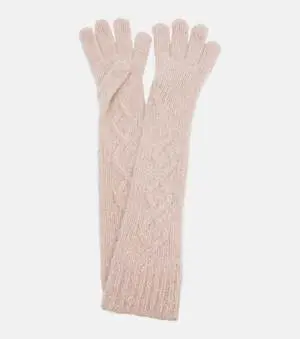 Moncler Embroidered Alpaca-blend Gloves - Pink