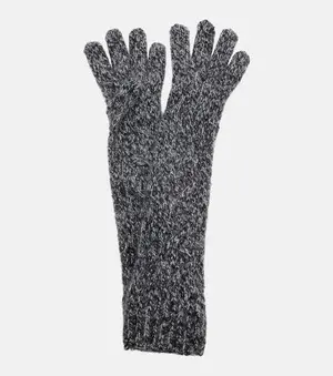 Moncler Embroidered Alpaca-blend Gloves - Grey
