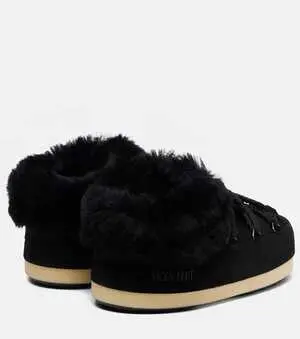 Moon Boot Evx Shearling-trimmed Suede Mules