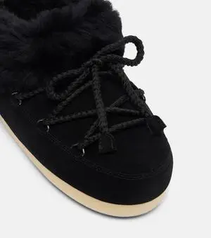 Moon Boot Evx Shearling-trimmed Suede Mules