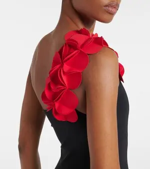 KARLA COLLETTO Tess Floral-appliqué One-shoulder Swimsuit - Black