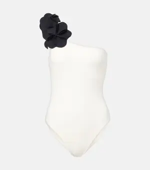 KARLA COLLETTO Tess Floral-appliqué One-shoulder Swimsuit - Neutrals
