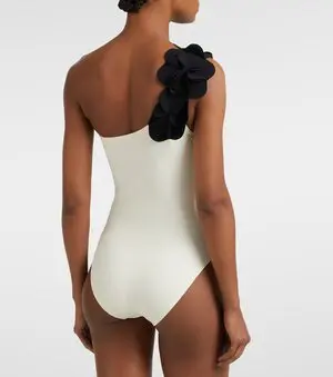 KARLA COLLETTO Tess Floral-appliqué One-shoulder Swimsuit - Neutrals