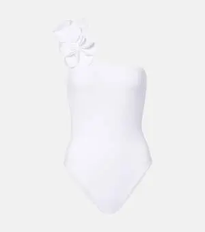 KARLA COLLETTO Tess Floral-appliqué One-shoulder Swimsuit - White