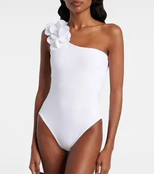 KARLA COLLETTO Tess Floral-appliqué One-shoulder Swimsuit - White