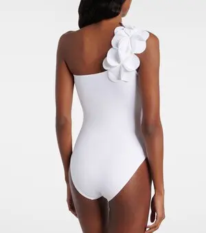 KARLA COLLETTO Tess Floral-appliqué One-shoulder Swimsuit - White