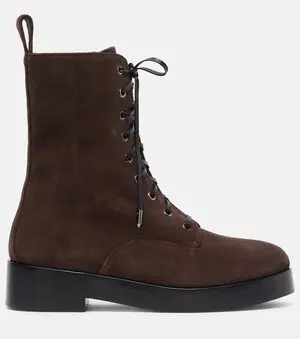 AQUAZZURA Ben Suede Combat Boots - Brown