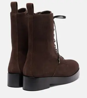 AQUAZZURA Ben Suede Combat Boots - Brown