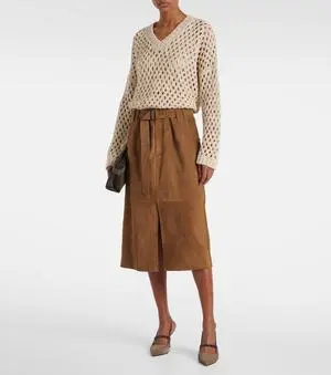 Brunello Cucinelli Suede Midi Skirt