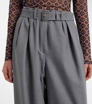 Dries Van Noten Belted Wool-blend Wide-leg Pants