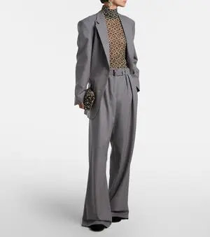 Dries Van Noten Belted Wool-blend Wide-leg Pants