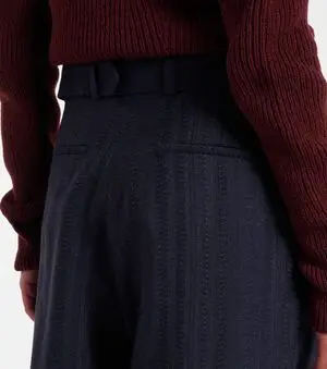 Dries Van Noten Belted Wool Wide-leg Pants - Blue
