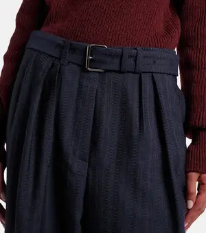 Dries Van Noten Belted Wool Wide-leg Pants