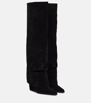 Paris Texas Suede Knee-high Boots - Black