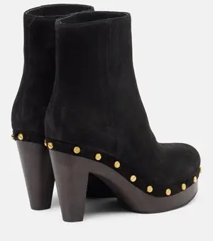 Veronica Beard Gavi Suede Ankle Boots With Gold-tone Studs