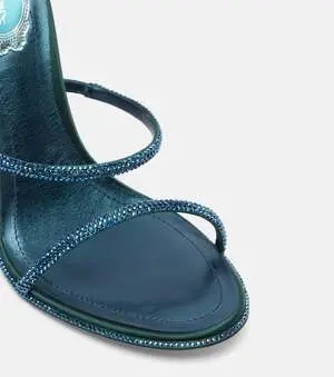Rene Caovilla Cleo 105 Embellished Satin Sandals - Blue