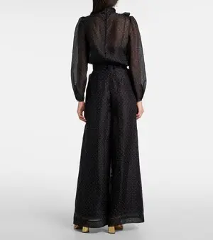 Zimmermann Polka-dot Linen And Silk Wide-leg Pants