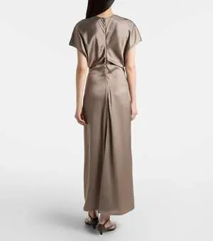 TOTEME Draped Satin Maxi Dress - Grey