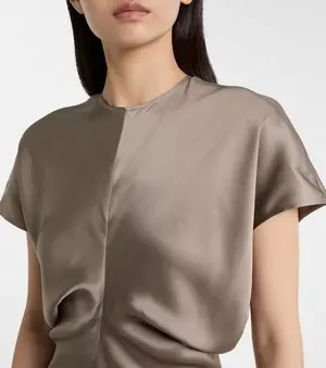 TOTEME Draped Satin Maxi Dress - Grey