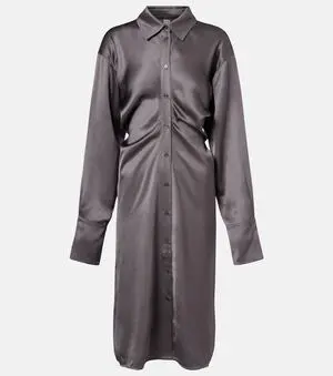 TOTEME Draped Satin Shirt Dress - Grey