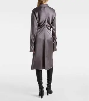 TOTEME Draped Satin Shirt Dress - Grey
