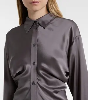 TOTEME Draped Satin Shirt Dress - Grey